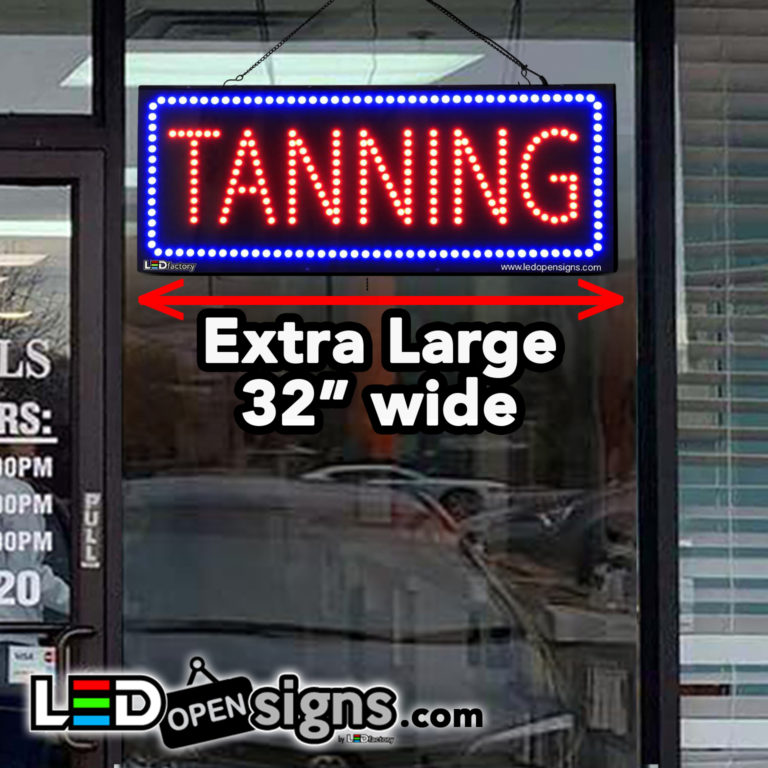 “TANNING” Large LED Window Hair Salon Sign – Led Open Signs